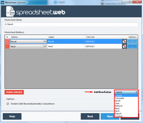 Worksheet Controls - SpreadsheetWeb Help