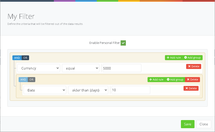 Data Filters and My Filter - SpreadsheetWeb Help