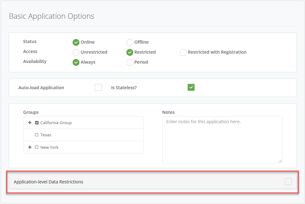 Application-Level Data Restrictions - SpreadsheetWeb Help