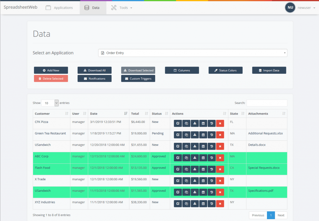 Records - SpreadsheetWeb Help