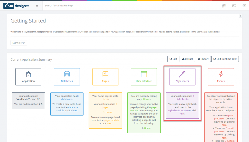 Stylesheets - SpreadsheetWeb Help