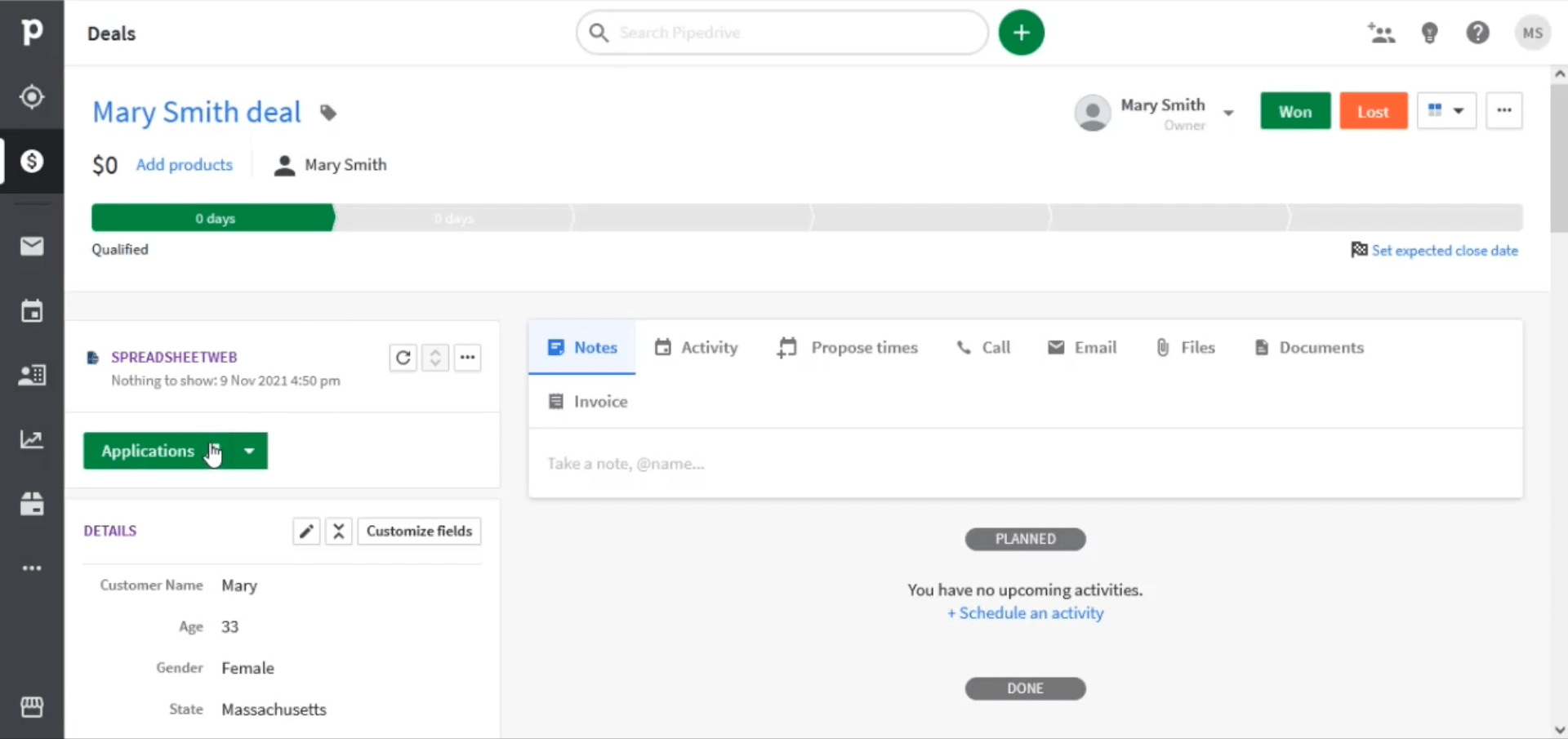 Pipedrive Applications - SpreadsheetWeb Help