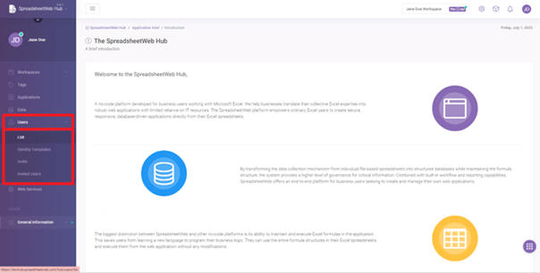 User Management - SpreadsheetWeb Help