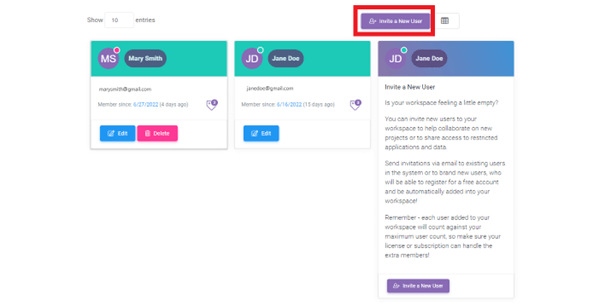 User Invitation - SpreadsheetWeb Help