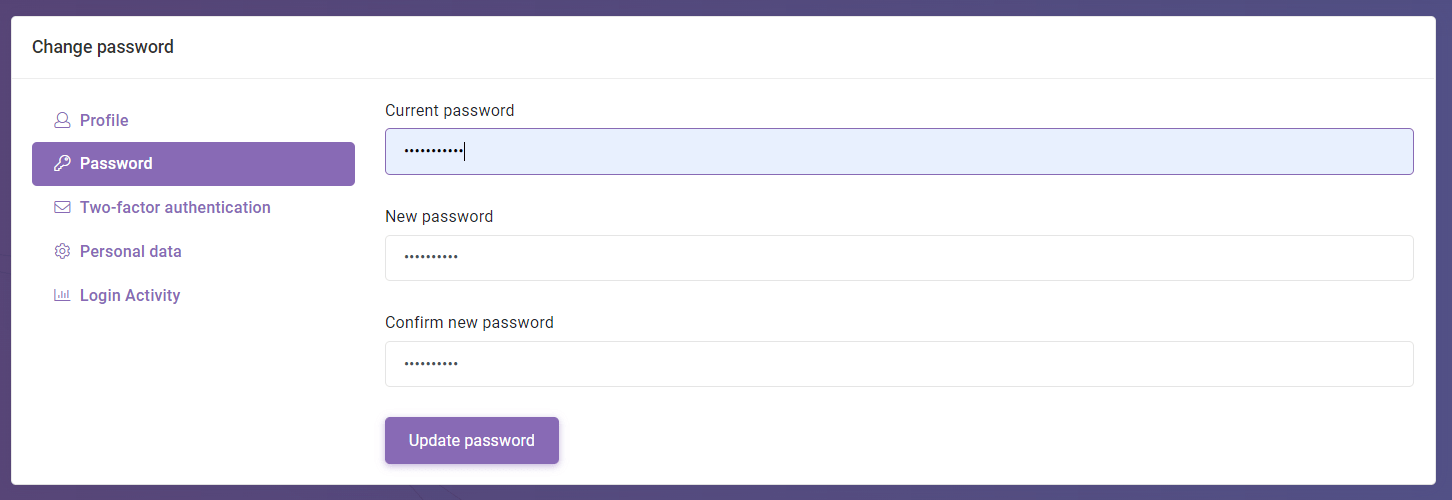 Account Page - SpreadsheetWeb Help
