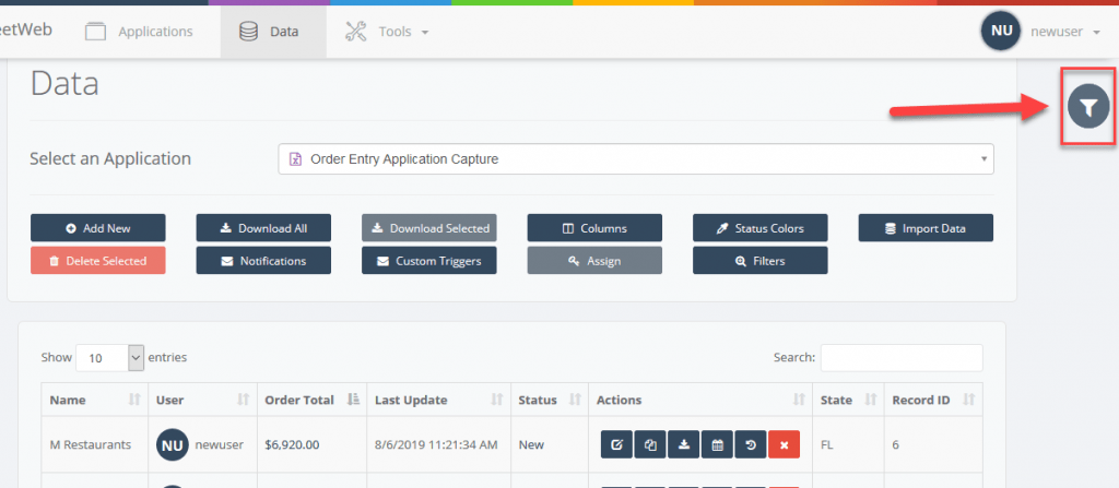 Data Page - SpreadsheetWeb Help