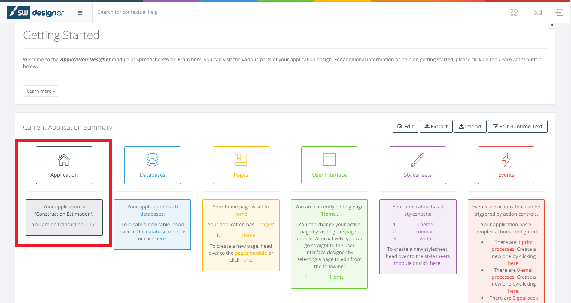 Application - SpreadsheetWeb Help