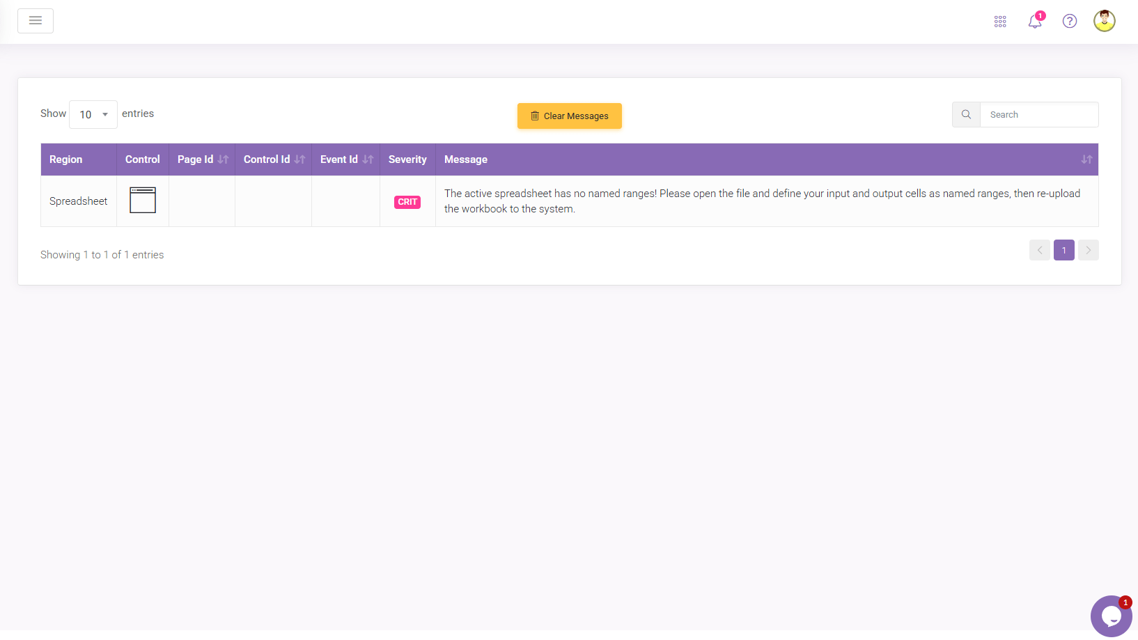 Validation Messages - SpreadsheetWeb Help